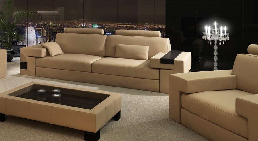LUXUS 3-Sitzer LEDERSOFA HAMBURG - Ausgefallene Couch 3-Sitzer mit LED ...