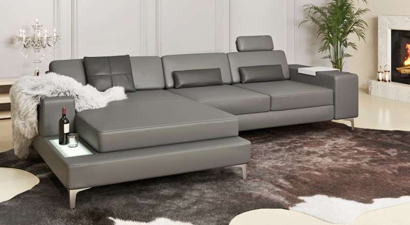 ECKSOFA LEDER & STOFF I Exklusive Design Ecksofas in PREMIUM Qualität ...