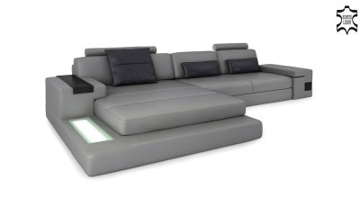 Ledercouch HAMBURG III - Exklusive L-Form mit Licht I von Bullhoff by ...