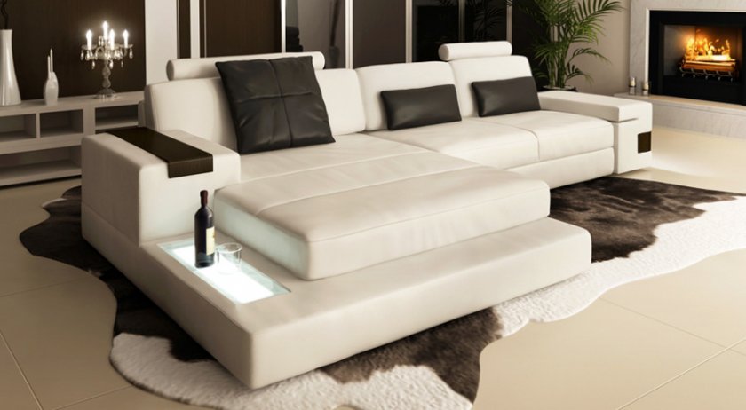 Ledercouch HAMBURG III - Wohnlandschaft L-Form mit LED Licht I von ...